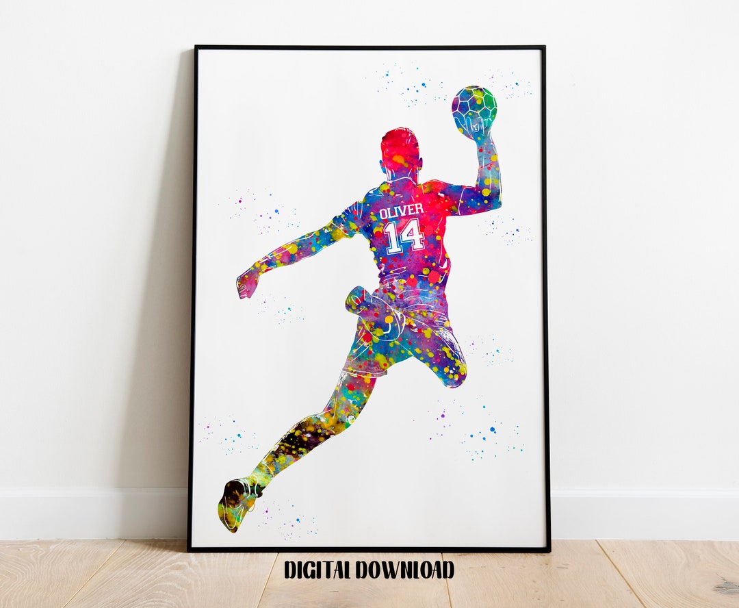 Handball Player Personalized Art Custom Name and Number Sport ...