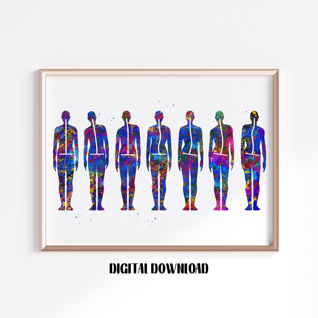 Human Back Shape Anatomy Human Spine Poster Medical Science Watercolor ...