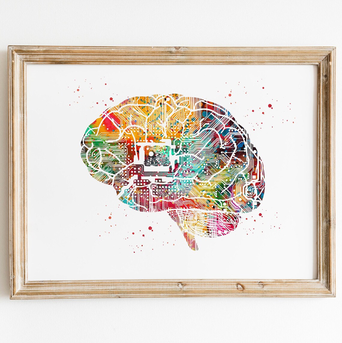 Circuit Brain Computer Science Art Electronic Brain With Chip | Etsy