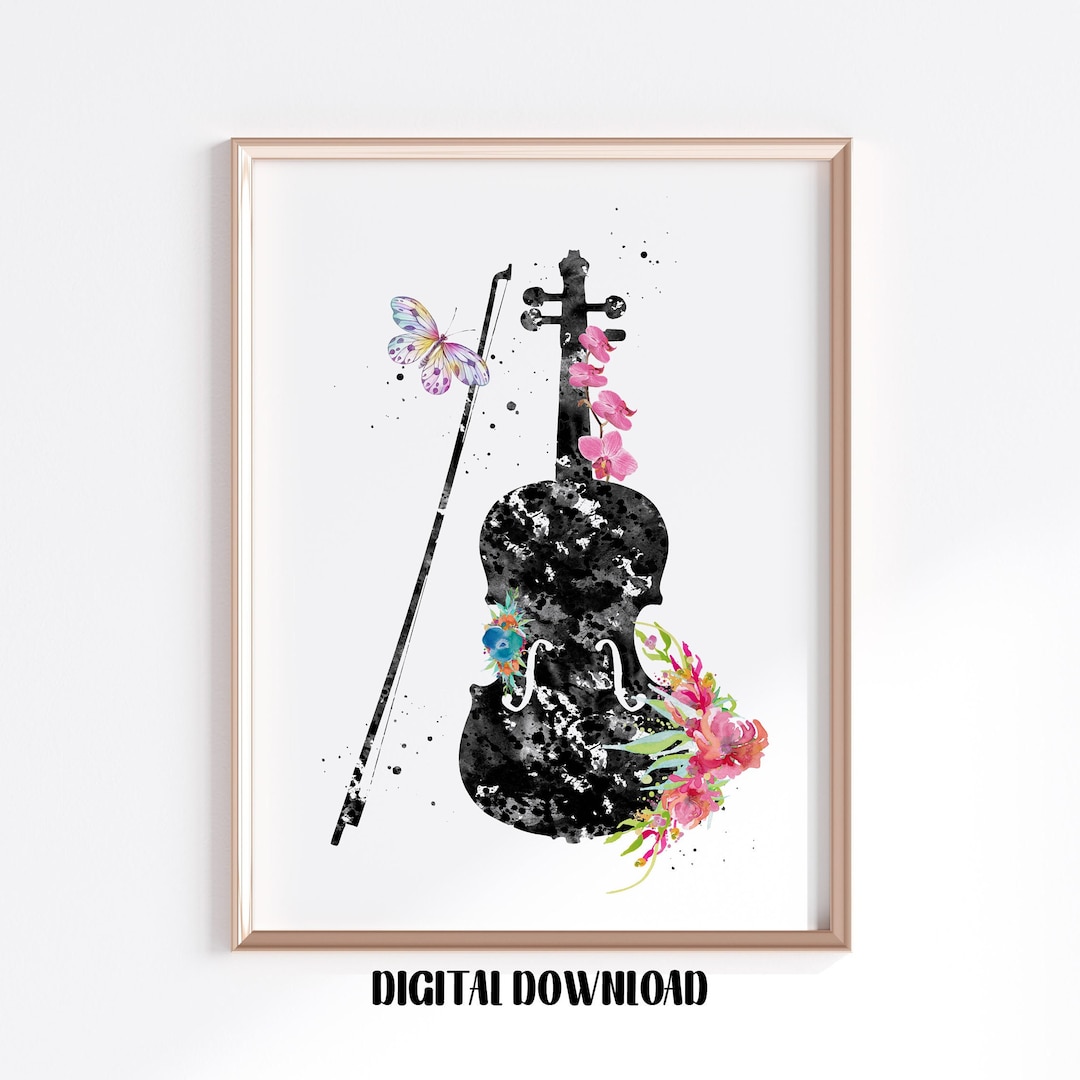 Violin Musical Instrument Poster Watercolor Digital Printable Download ...