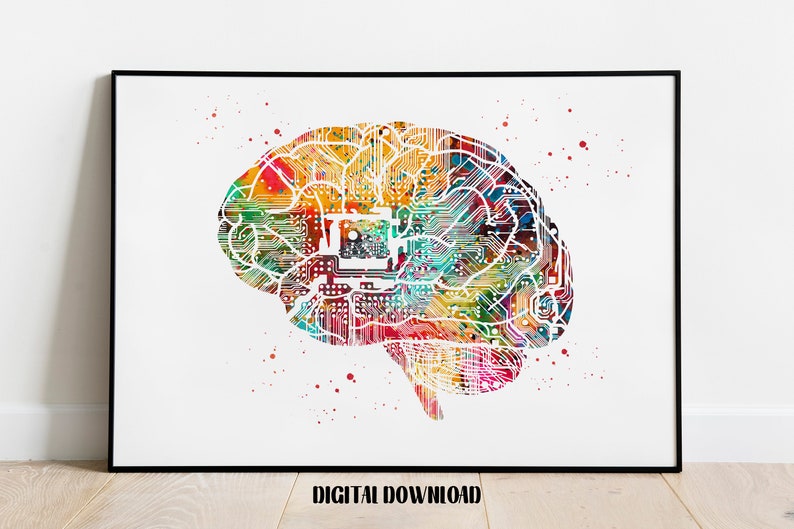 Circuit Brain Computer Science Art Electronic Brain With Chip - Etsy