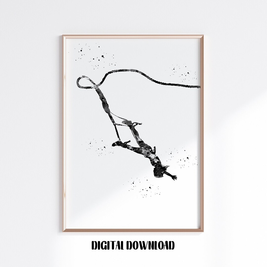 Bungee Jumping Girl Sport Poster Watercolor Art Digital Printable ...