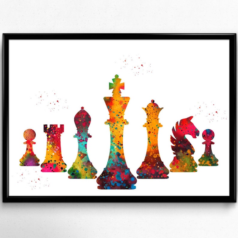 Chess Chess pieces Watercolor Chess Watercolor Art Poster | Etsy