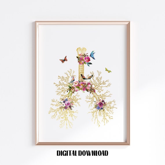 Bronchial Tree Lungs Art Anatomy Alveolar Respiratory System | Etsy