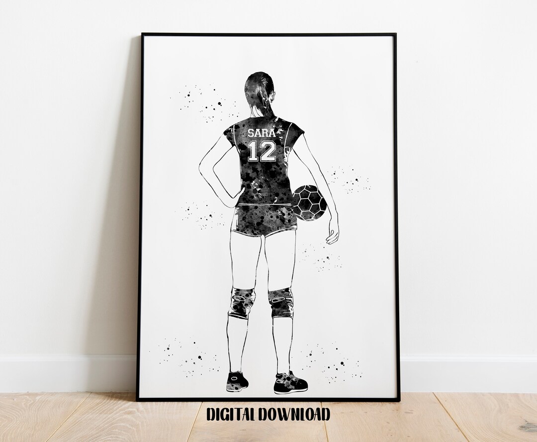 Handball Player Girl Personalized Art Custom Name and Number Sport ...