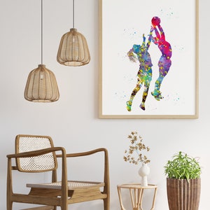 Netball Player Girls Sport Poster Team Sports Watercolor Art Digital ...
