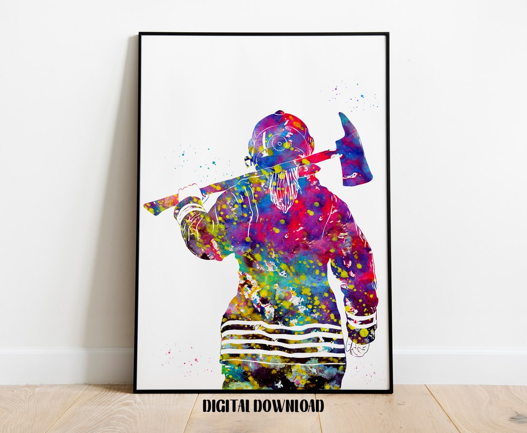 Firefighter Woman Fire Department Poster Watercolor Art Digital ...