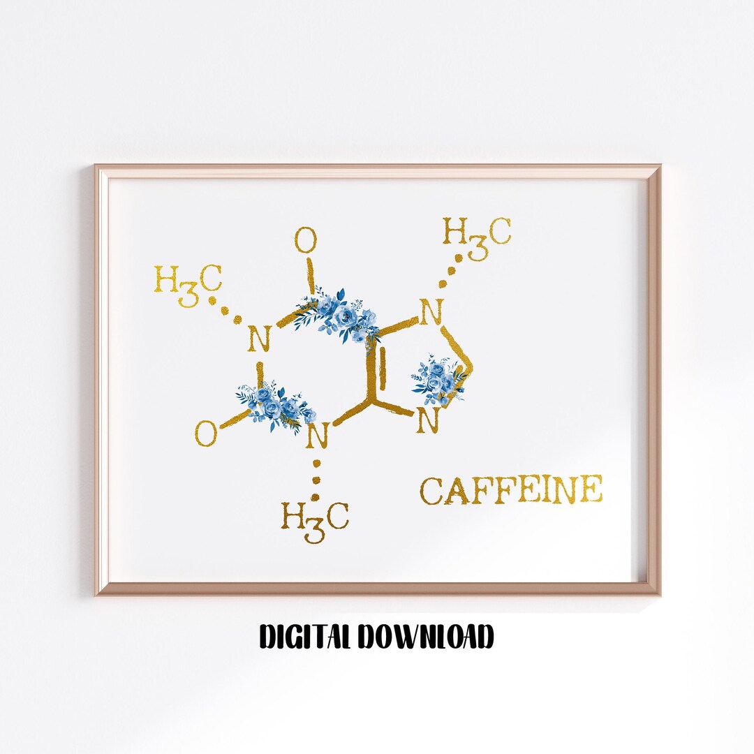 Caffeine Molecule Symbol Nerd Art Science Biology Chemistry Floral ...