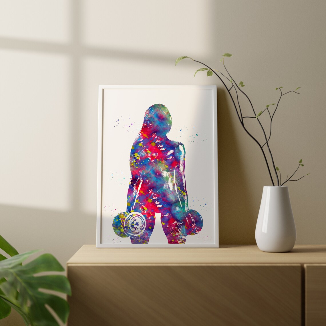 Dumbbell Weightlifting Woman Bodybuilder Gym Art Sport Poster ...