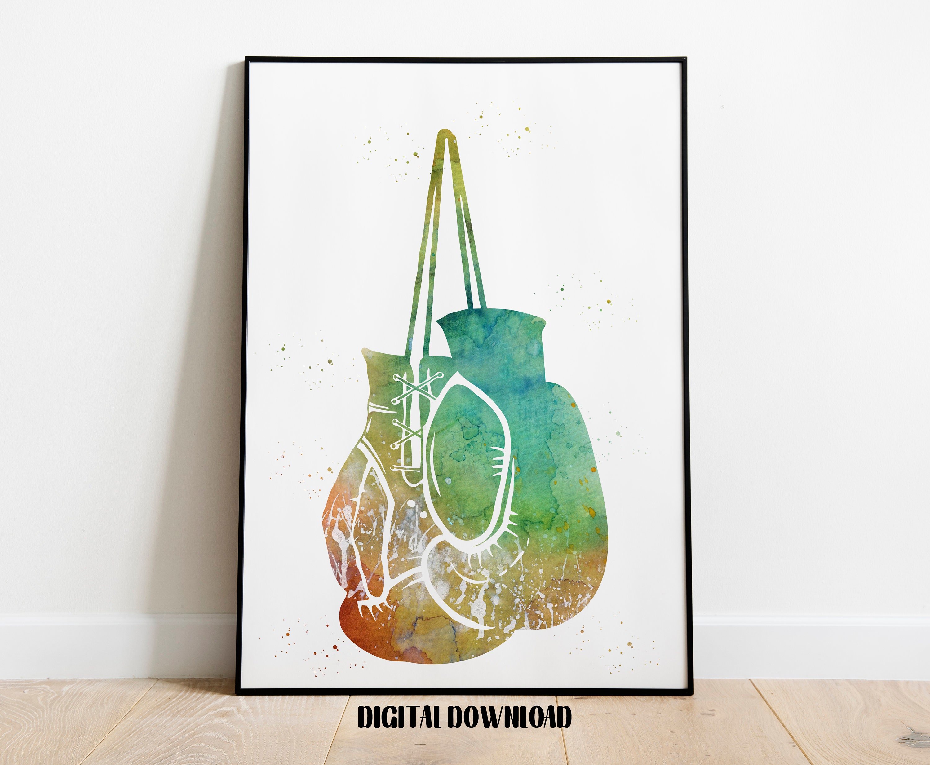 Boxing Gloves Sport Poster Watercolor Art Digital Printable - Etsy