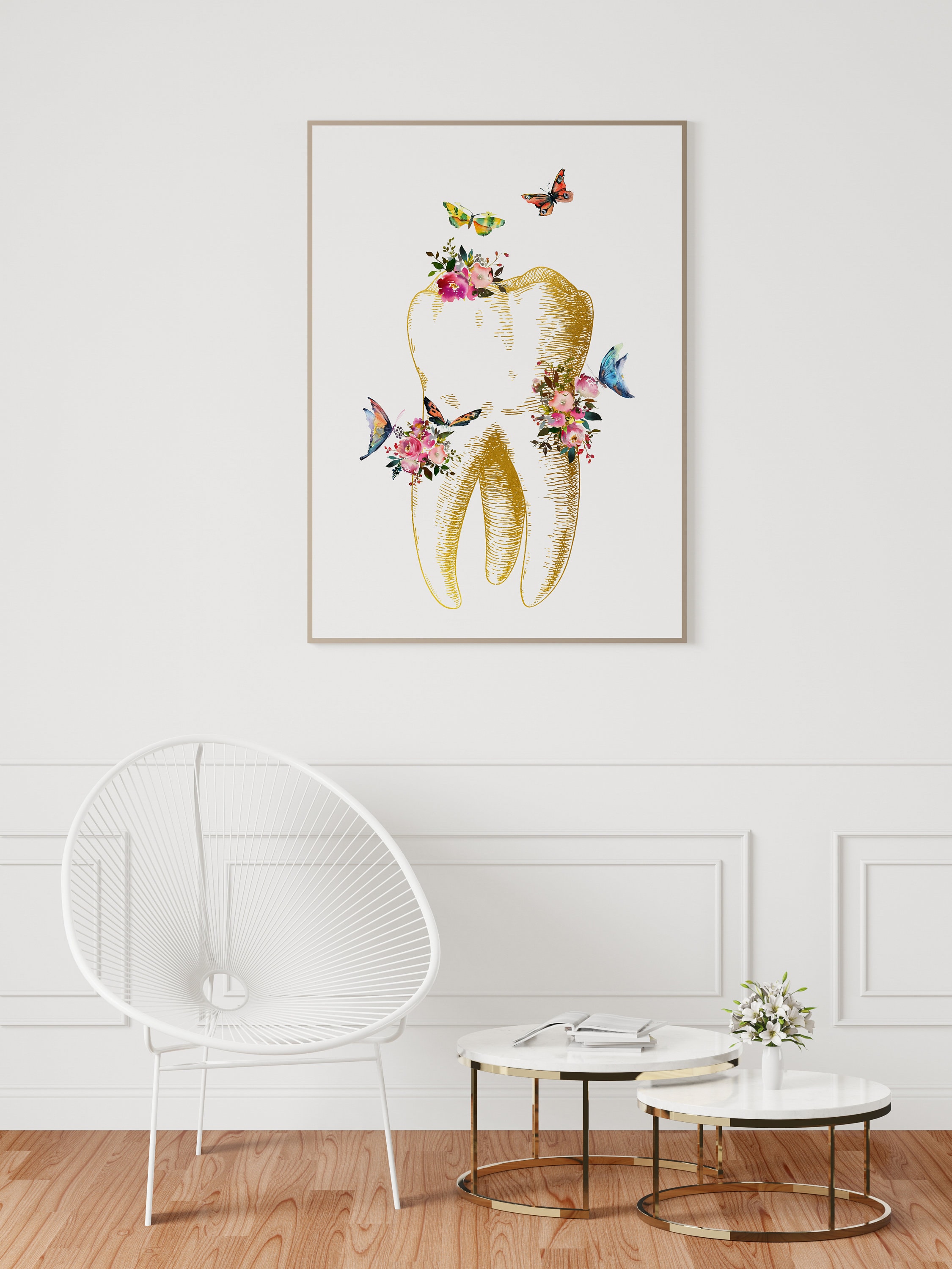 Human Tooth Medical Dental Illustration Floral Flowers Medical | Etsy