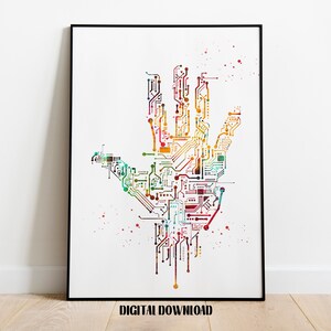 Circuit Hand Computer Science Art Electronic Hand Poster Medical ...