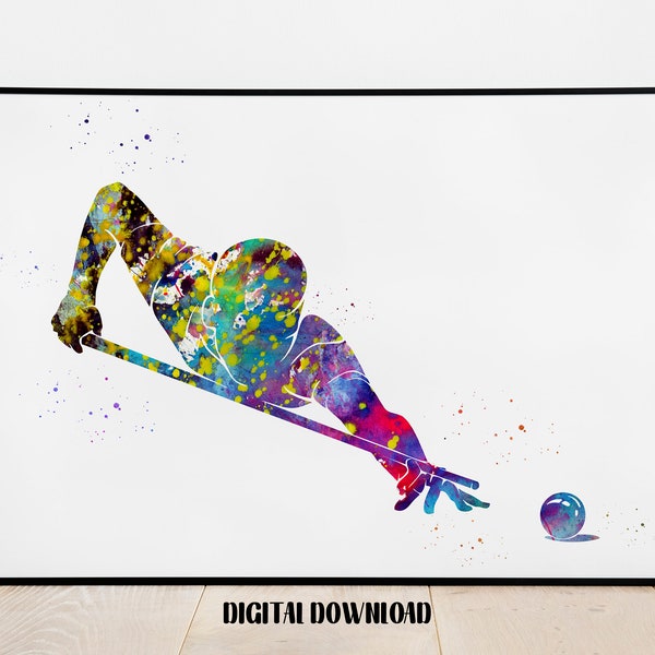 Billiards Watercolor - Etsy