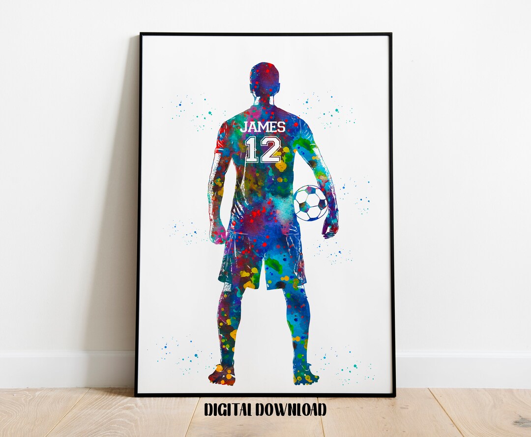 Personalized Soccer Player Watercolor Art Print (digital Download) - Etsy