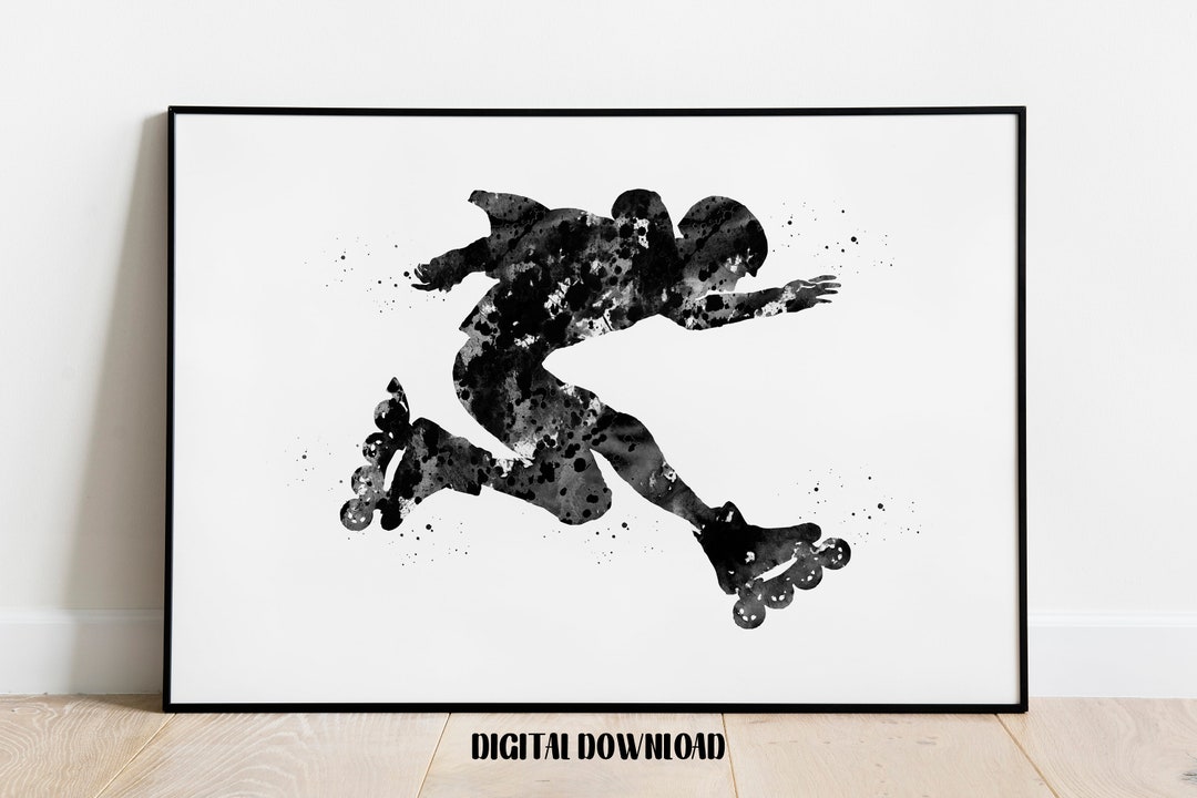 Roller Skating Rollerblading Rollerblader Sport Poster Watercolor Art ...