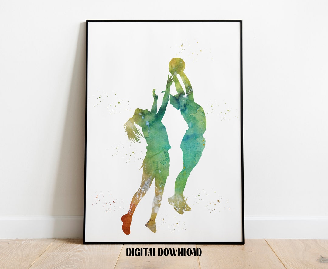 Netball Player Girls Sport Poster Team Sports Watercolor Art Digital ...