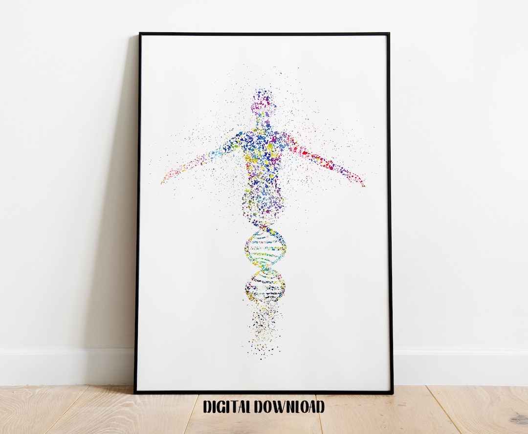 Human DNA Poster Medical Science Watercolor Digital Printable Download ...