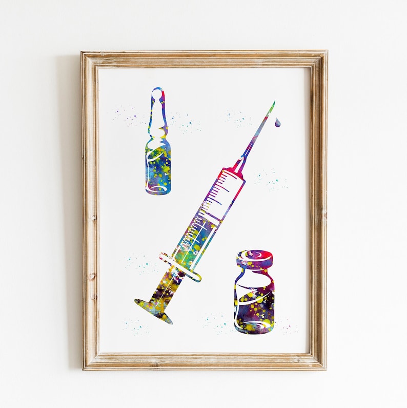 Syringe and Medicine Vials Doctor and Pharmacy Art Biology - Etsy