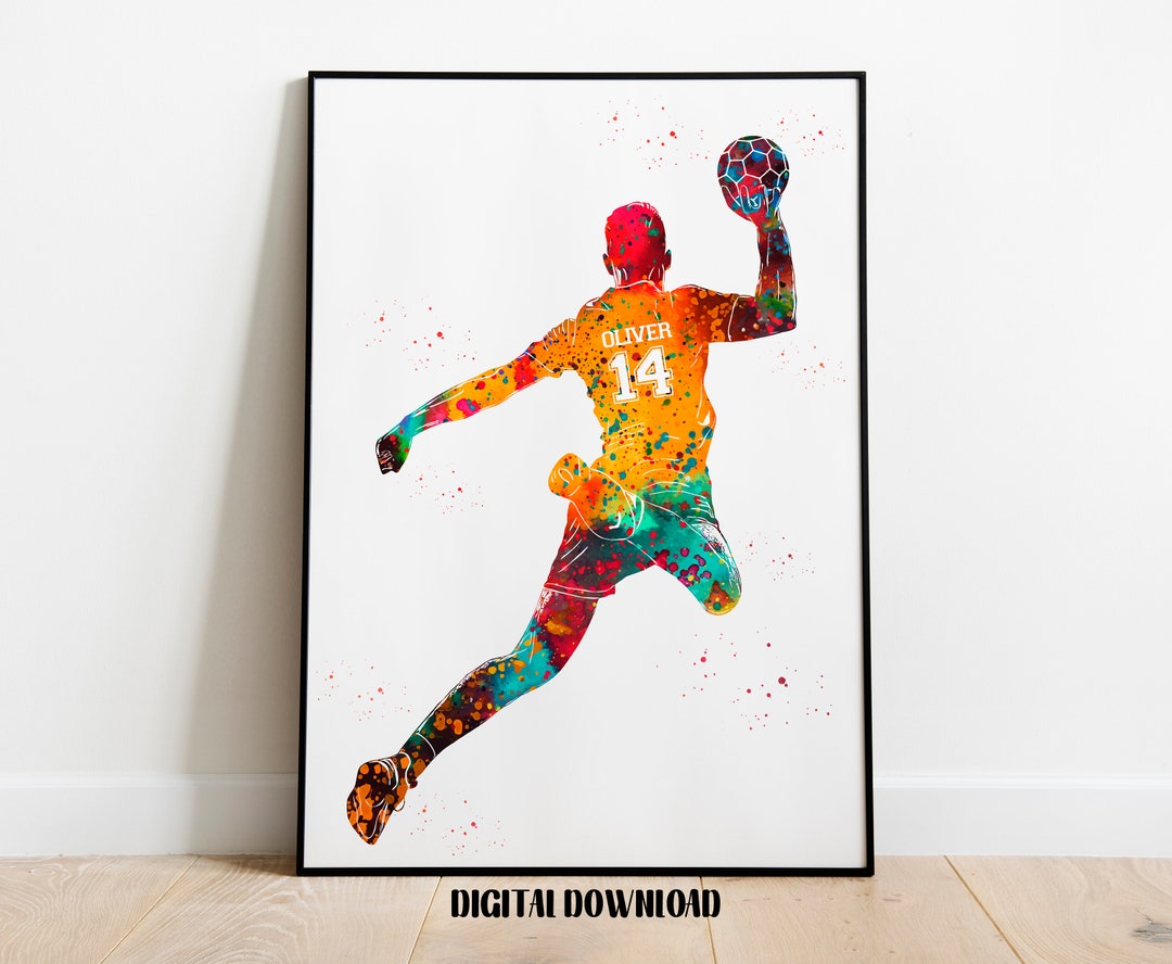 Handball Player Personalized Art Custom Name and Number Sport ...