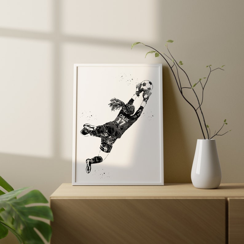 Soccer Player Girl Goalie Catching Ball Personalized Art - Etsy