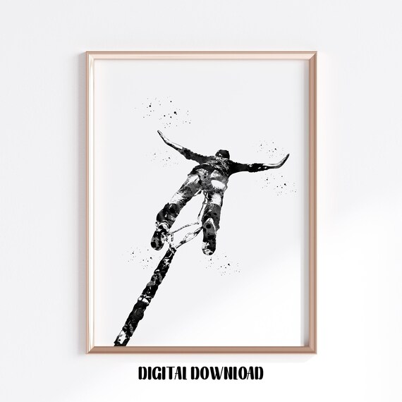 Bungee Jumping Man Sport Poster Watercolor Art Digital - Etsy