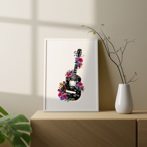 Acoustic Guitar Music Poster Decor Wall Art Watercolor Digital ...