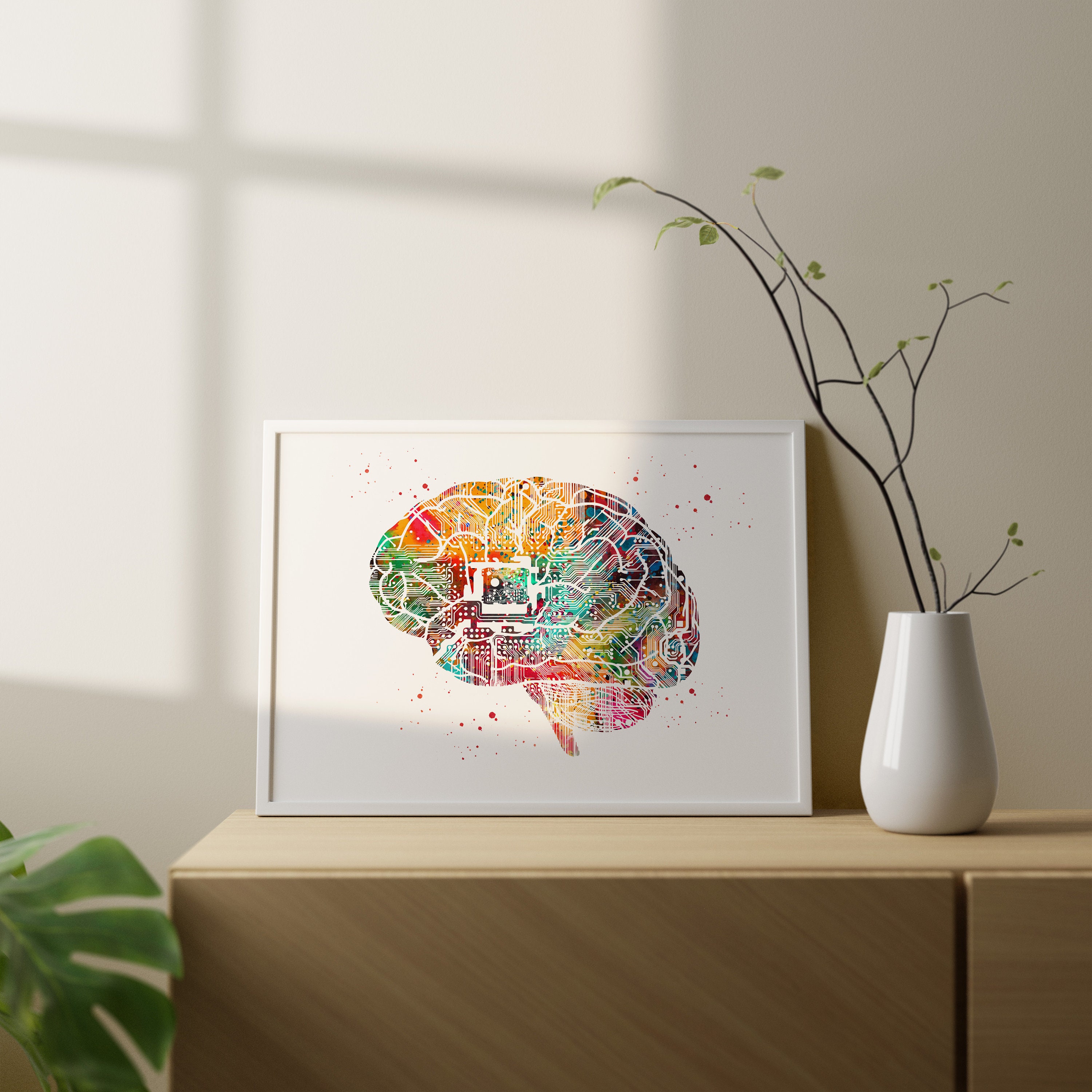 Circuit Brain Computer Science Art Electronic Brain With Chip - Etsy