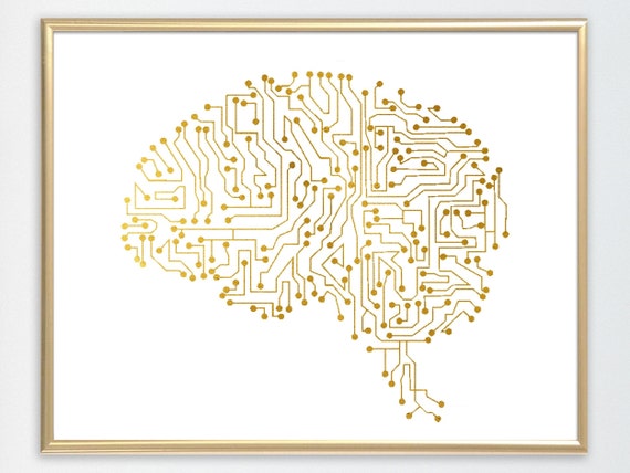 Circuit board brain Artificial Intelligence Artificial | Etsy
