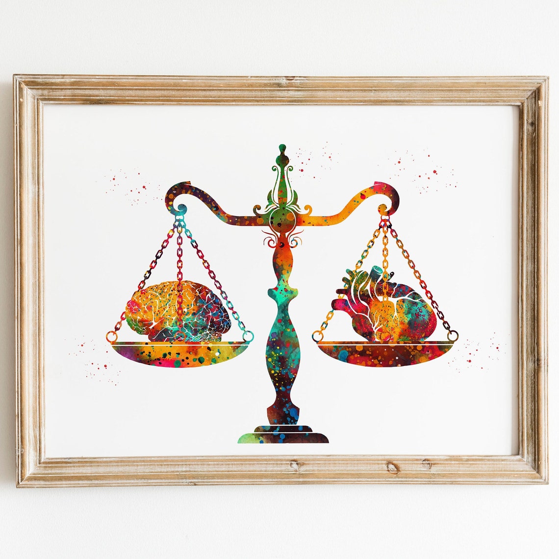 Balance Scale Brain and Heart Poster Watercolor Digital | Etsy
