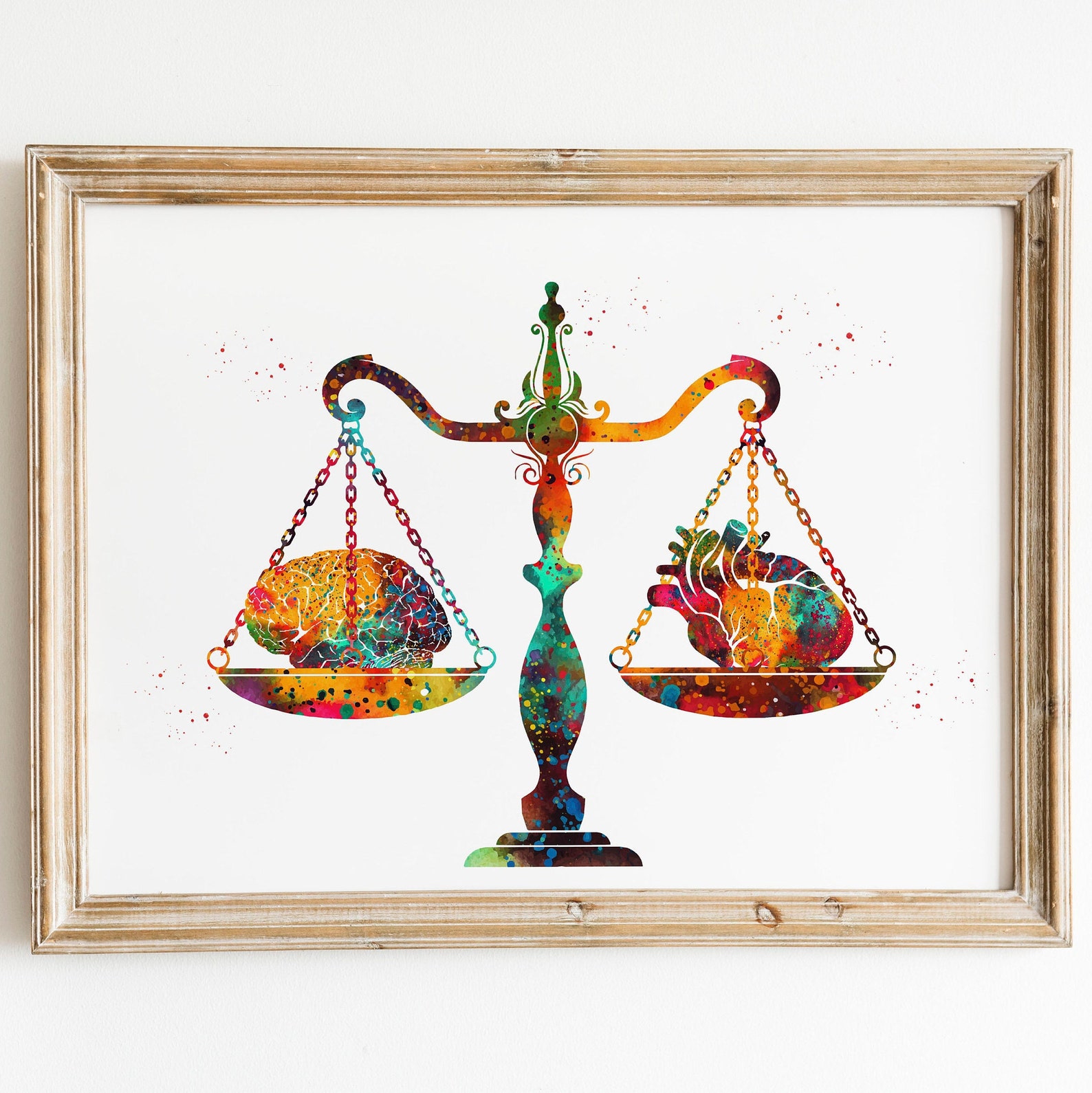 Balance Scale Brain and Heart Poster Watercolor Digital | Etsy