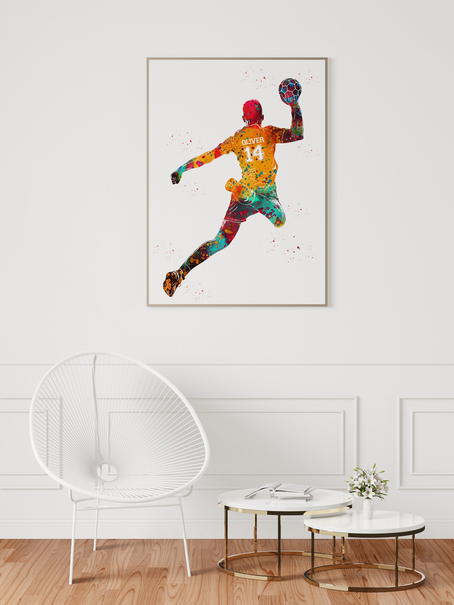 Handball Player Personalized Art Custom Name and Number Sport ...