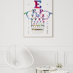 Eye Chart Diagram With Eyeglasses Biology Poster Medical - Etsy