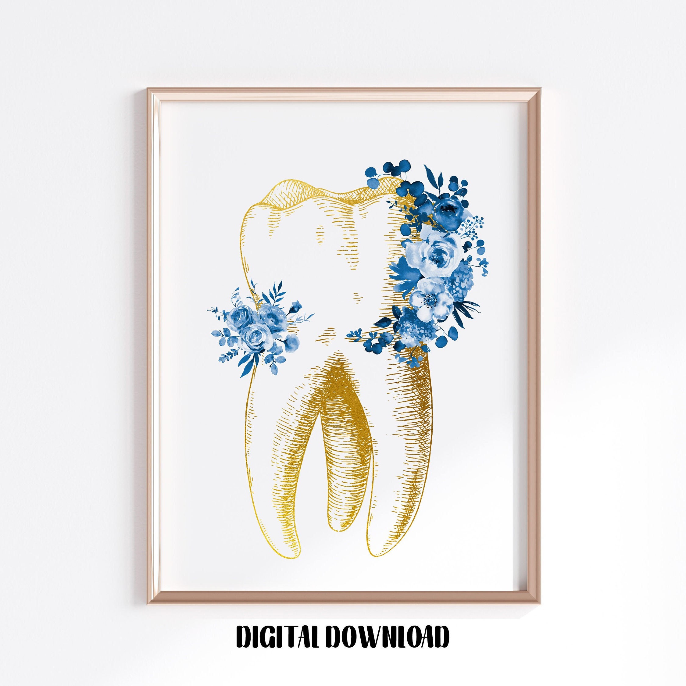 Human Tooth Medical Dental Illustration Floral Flowers Medical | Etsy