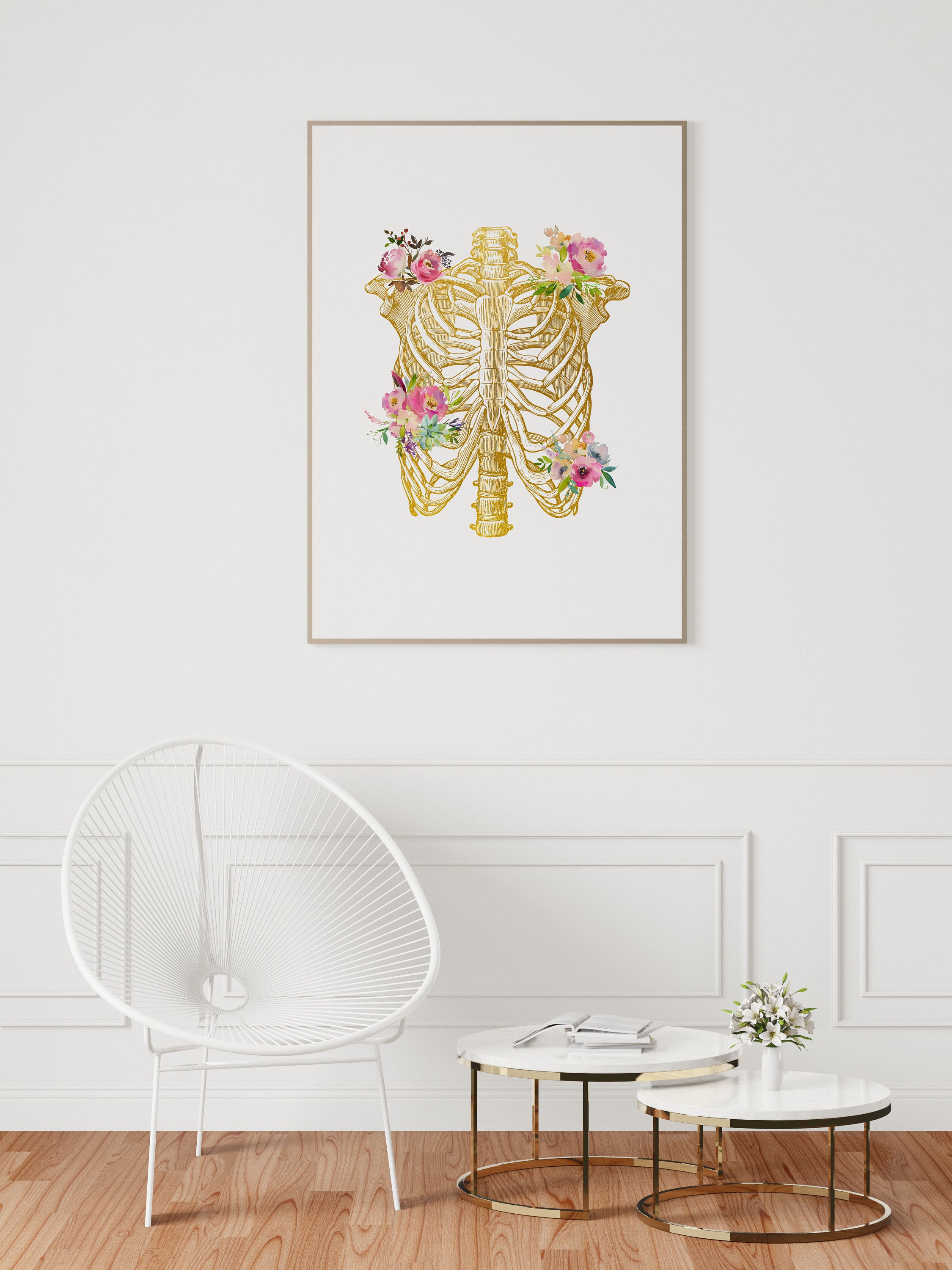 Rib Cage Human Chest Skeleton Anatomy Human Body Poster Floral - Etsy