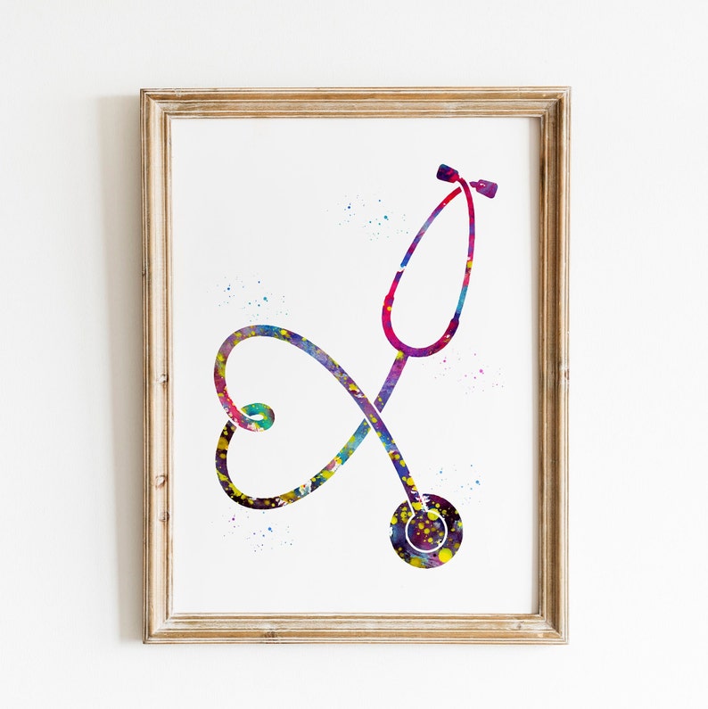 Stethoscope Anatomy Heart Shaped Stethoscope Poster Medical Science ...