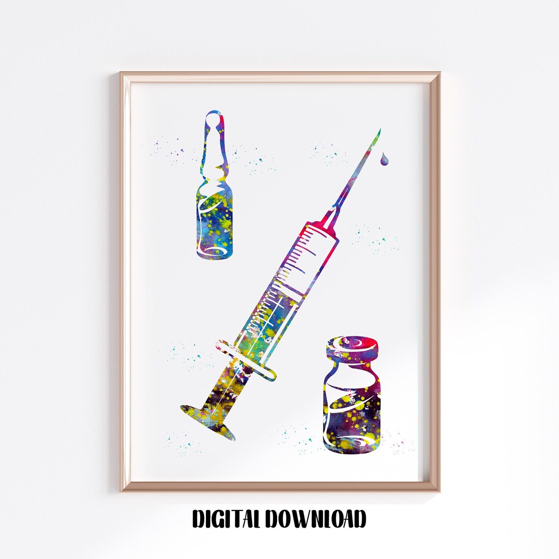 Syringe and Medicine Vials Doctor and Pharmacy Art Biology - Etsy