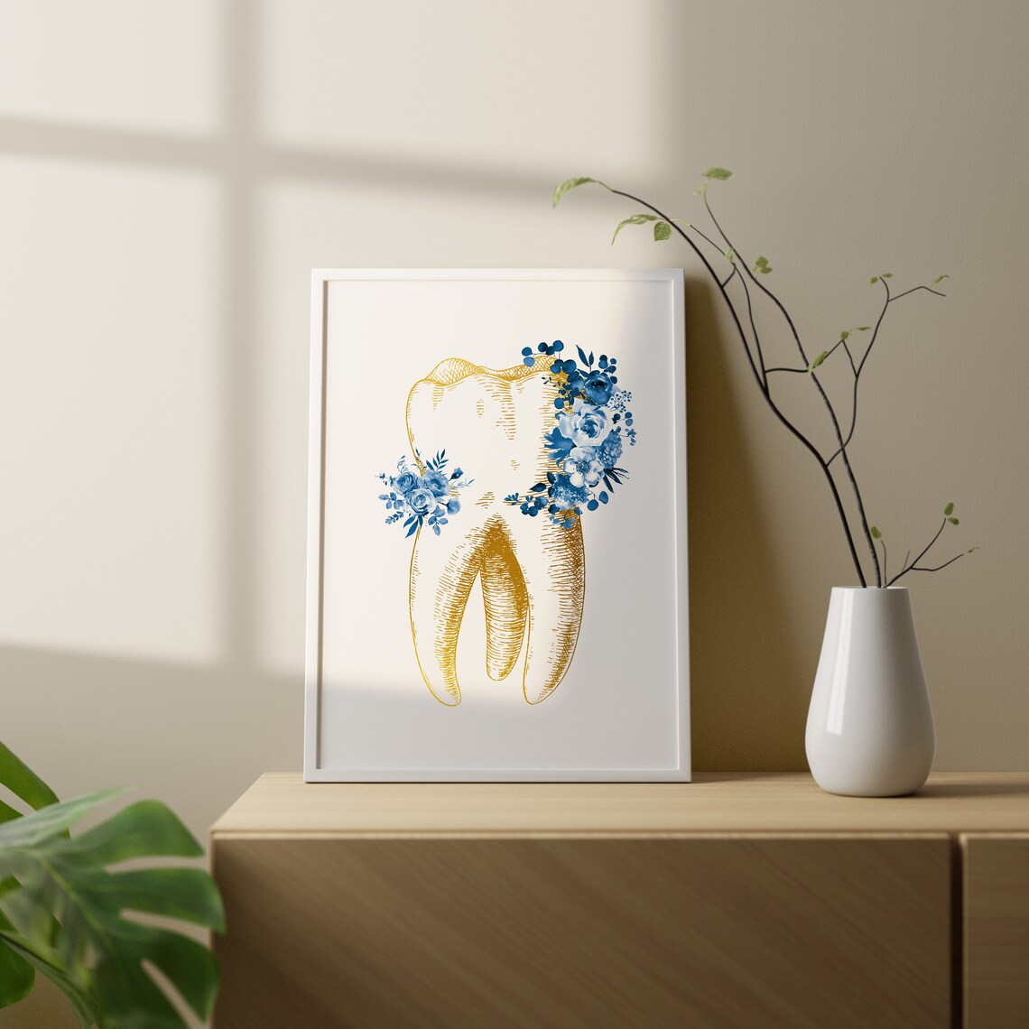Human Tooth Medical Dental Illustration Floral Flowers Medical | Etsy