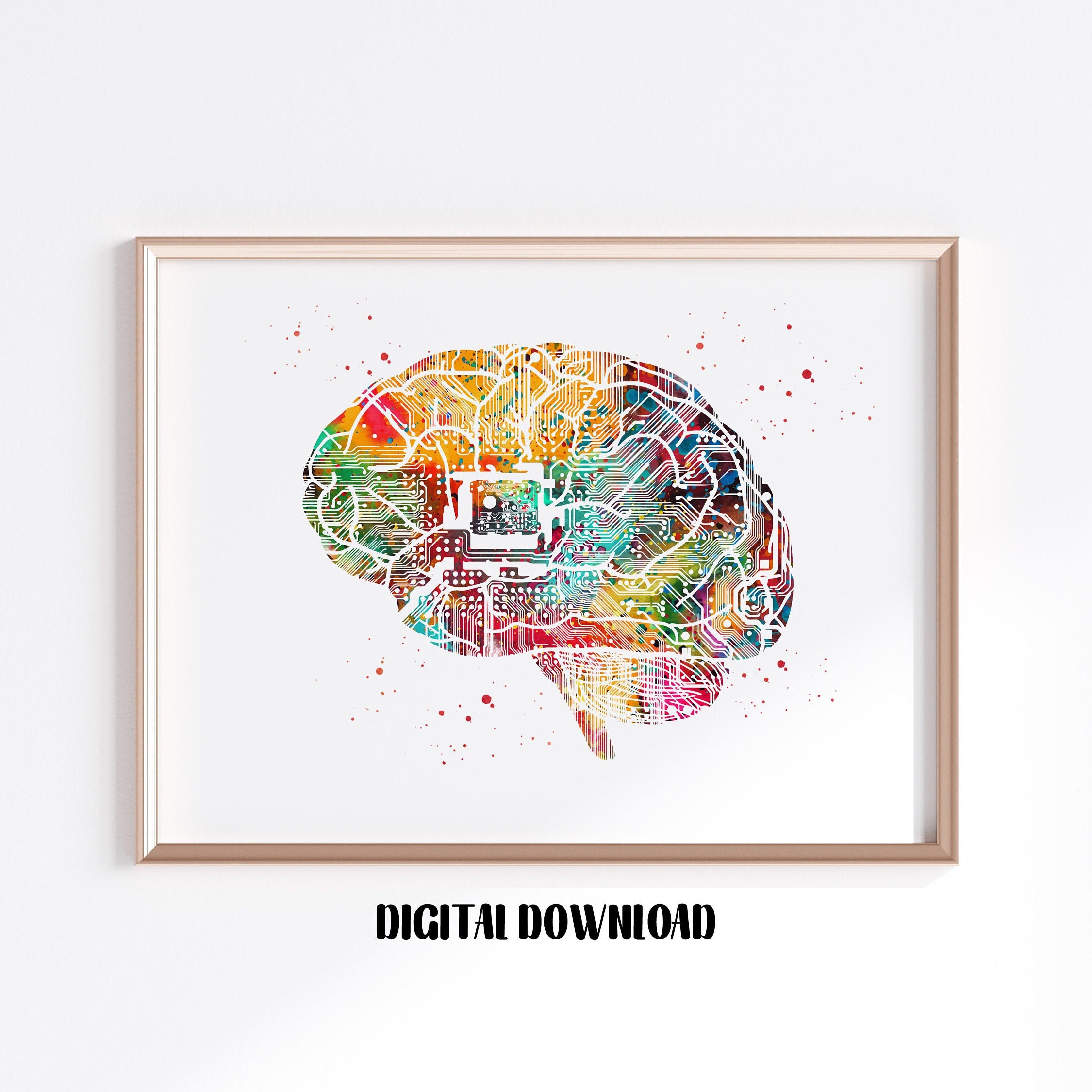 Circuit Brain Computer Science Art Electronic Brain With Chip - Etsy