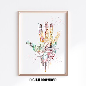 Circuit Hand Computer Science Art Electronic Hand Poster | Etsy