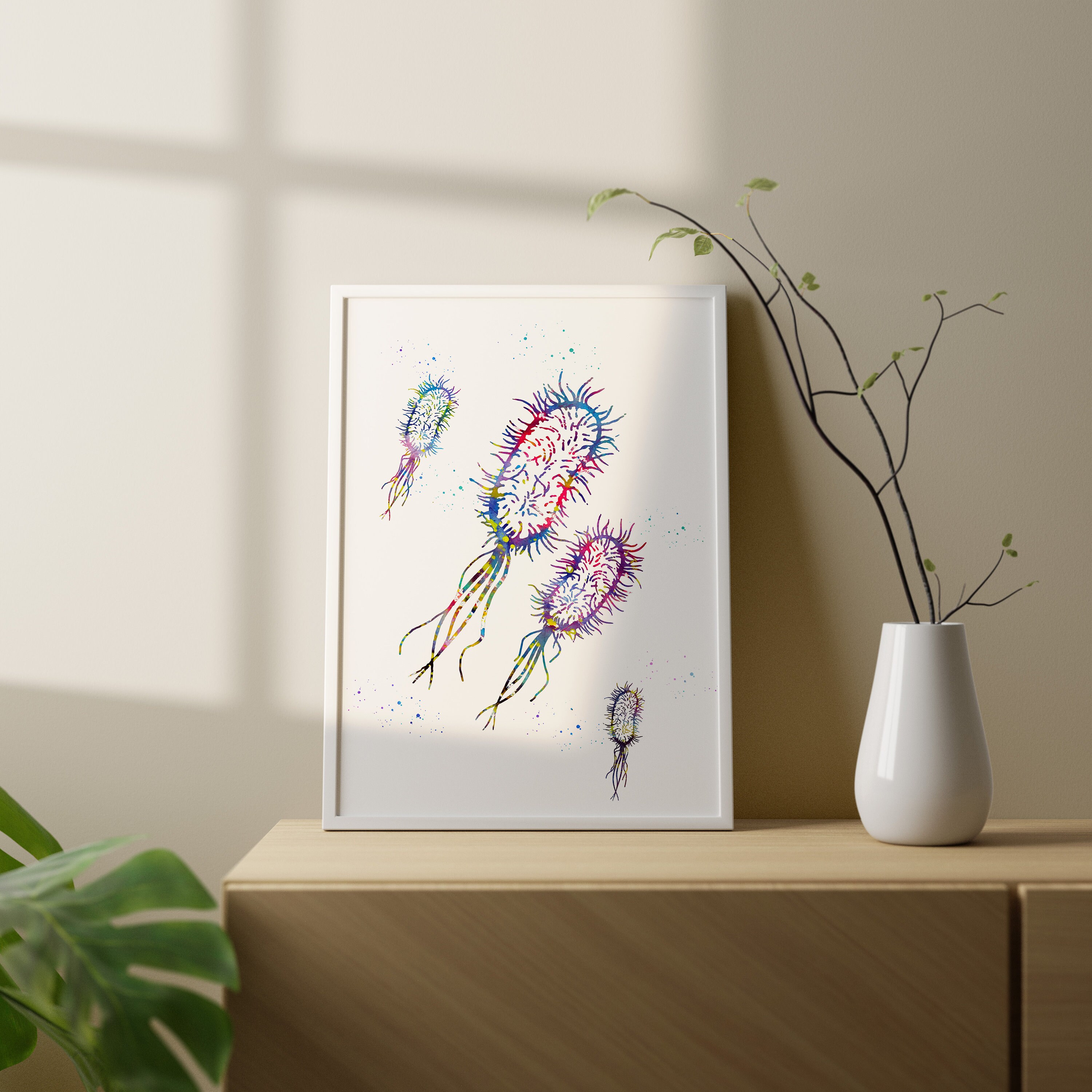 Escherichia Coli Bacteriophage Virus Poster Medical Science Watercolor ...