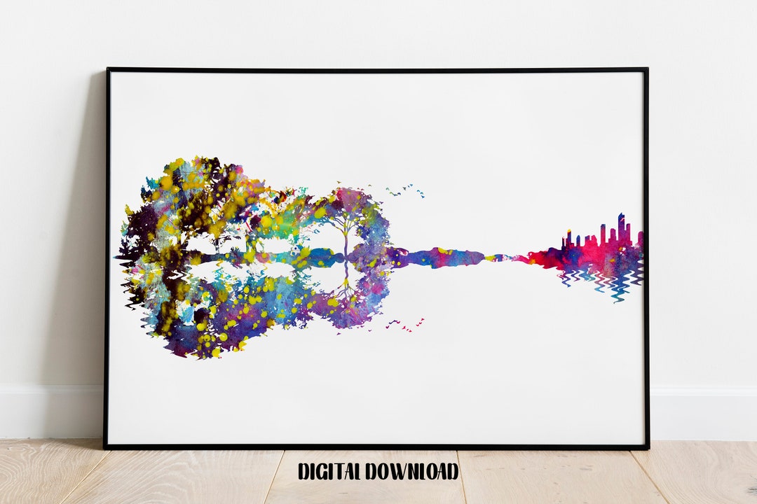 Guitar Poster Watercolor Art Digital Printable Download - Etsy