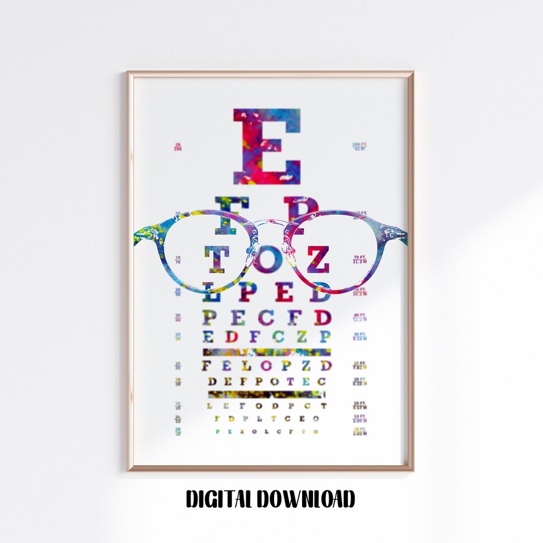 Eye Chart Diagram With Eyeglasses Biology Poster Medical - Etsy