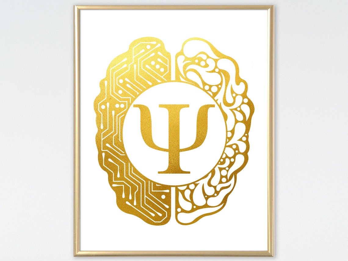 Psychology symbol and brain brain poster psi letter psi symbol | Etsy