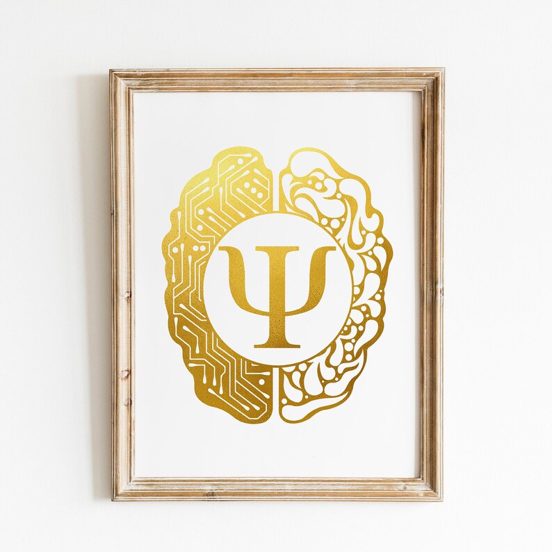 Psychology Symbol and Brain Brain Poster Psi Letter Psi Symbol - Etsy