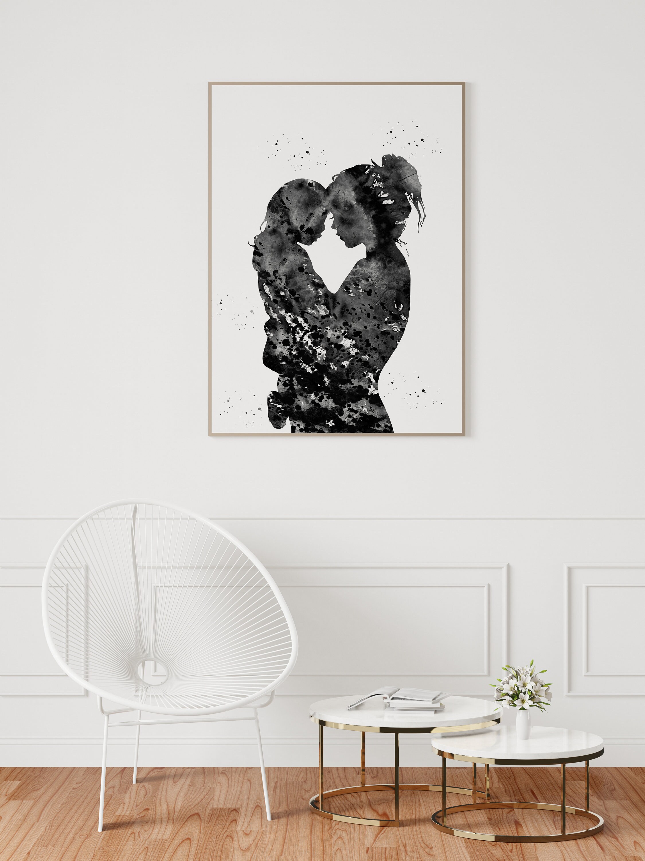 Mother and Daughter Parent Love Poster Watercolor Digital - Etsy