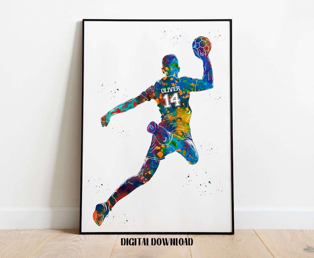 Handball Player Personalized Art Custom Name and Number Sport ...