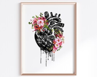 Human Heart Poster Anatomy Surgery Anatomical Medical Science | Etsy
