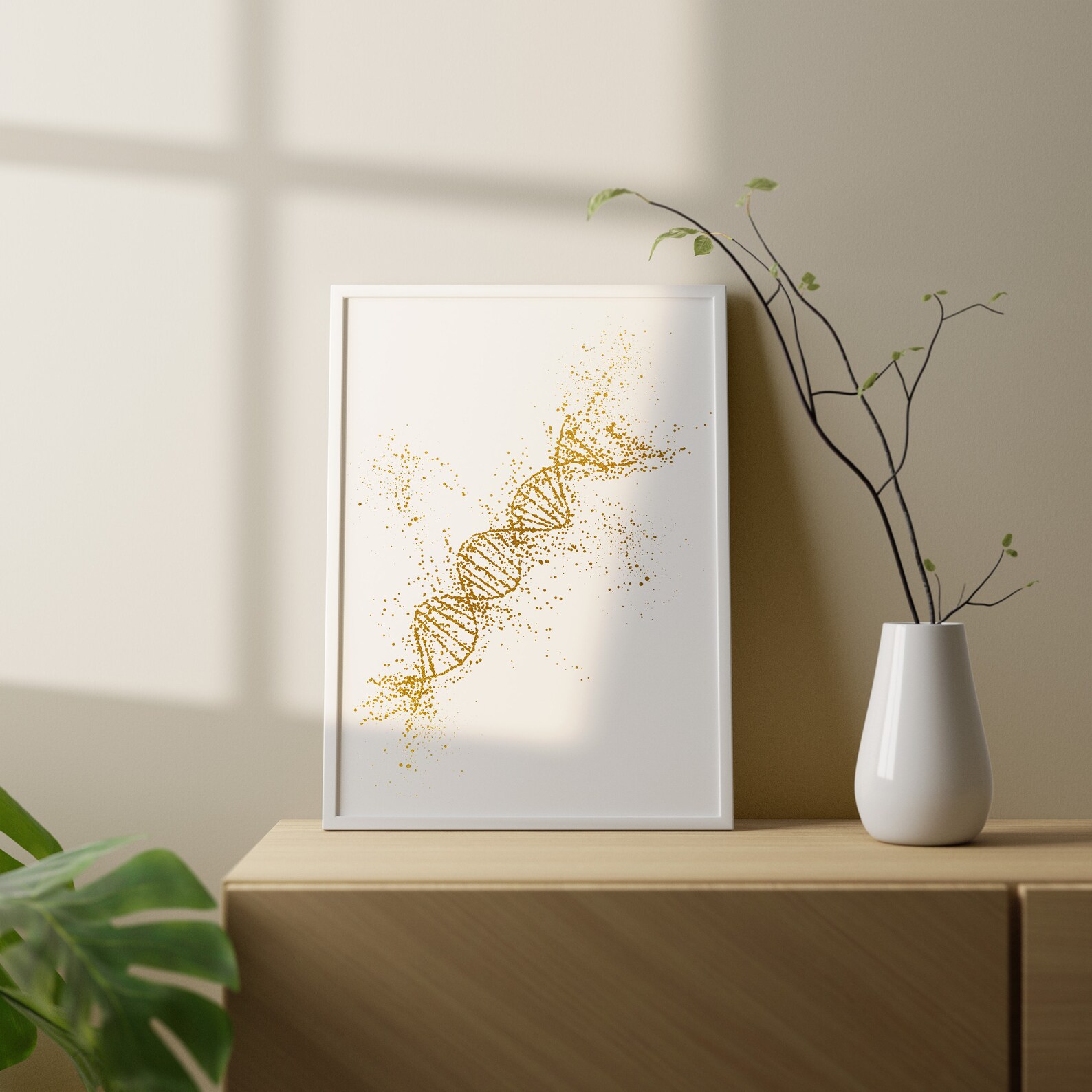 DNA Molecule Science Clinic Decor Medical Golden Art Digital - Etsy