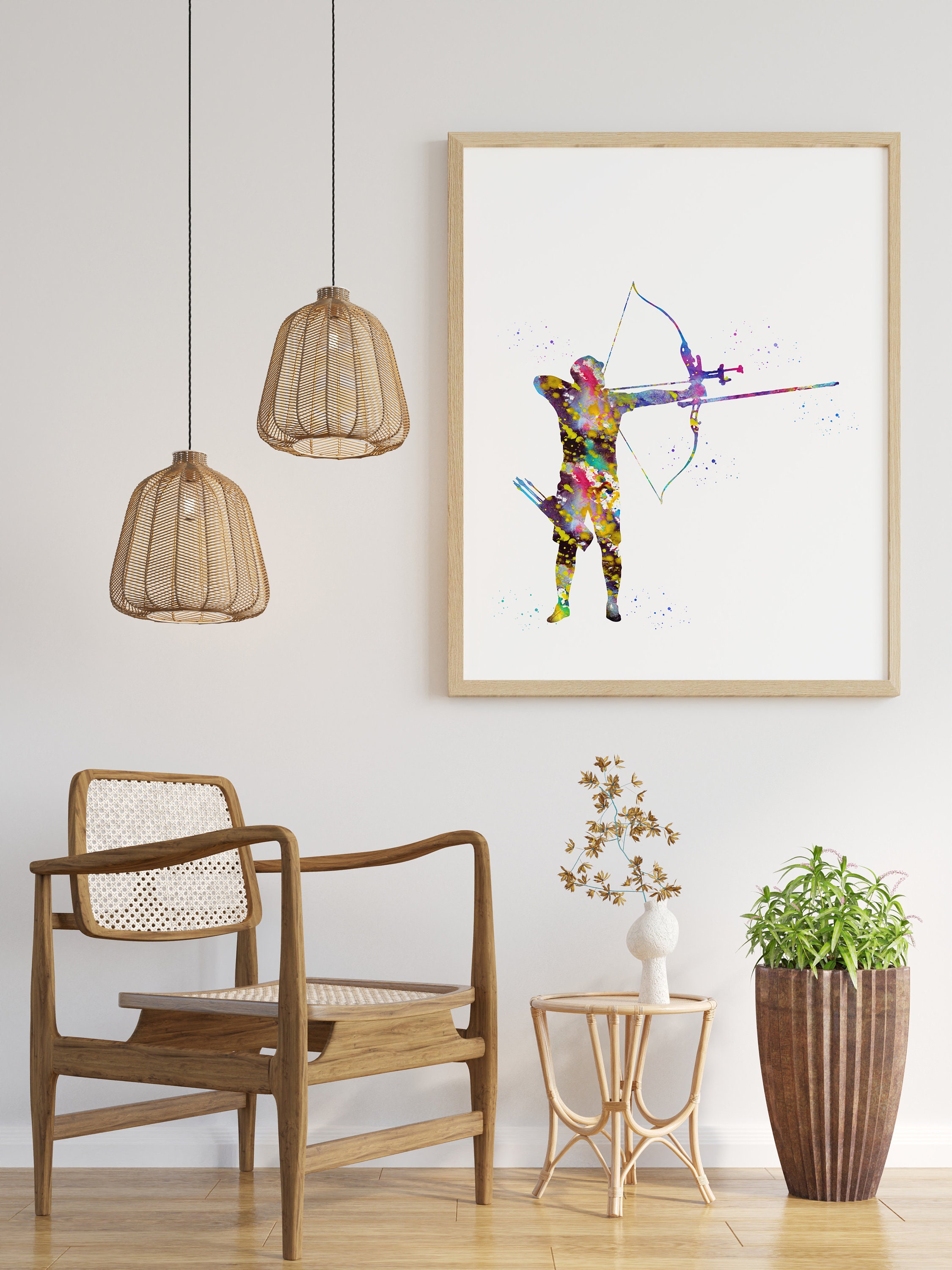 Man Archer Archery Sport Poster Watercolor Art Digital - Etsy