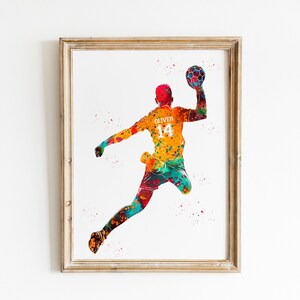 Handball Player Personalized Art Custom Name and Number Sport ...